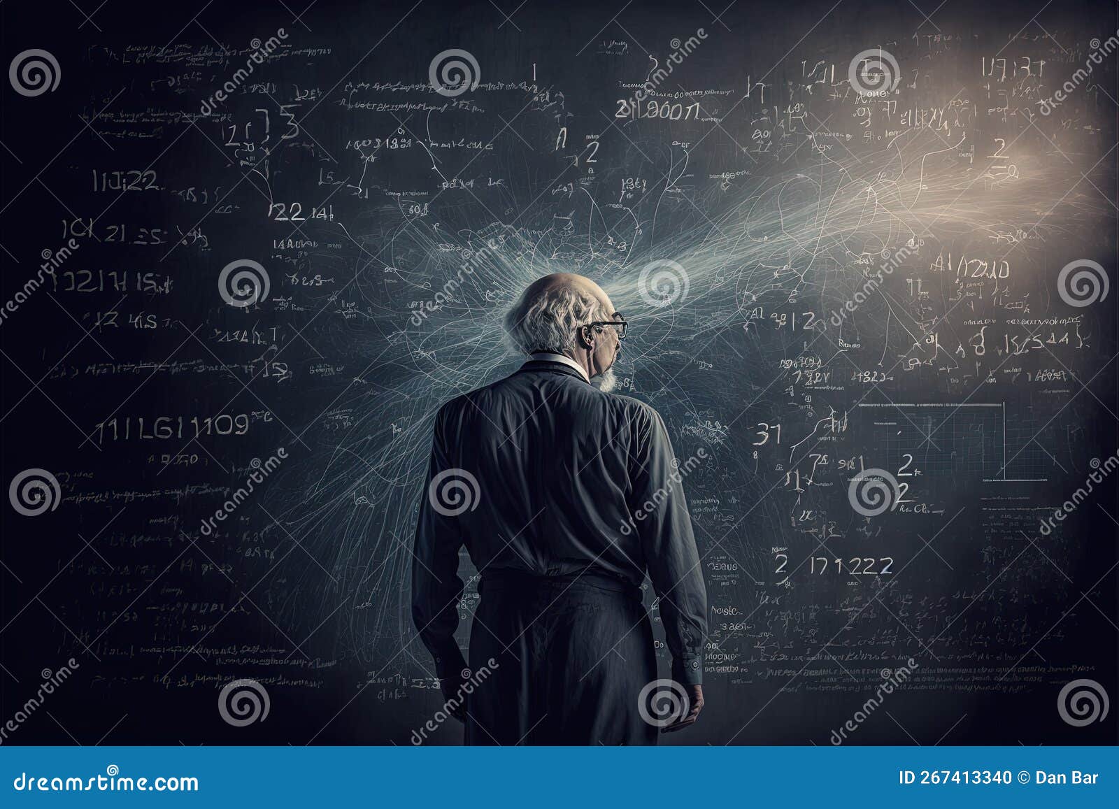 Scientist in Front of a Blackboard with Equations and Problem Solving ... Scientist in Front of a Blackboard with Equations and Problem Solving ...