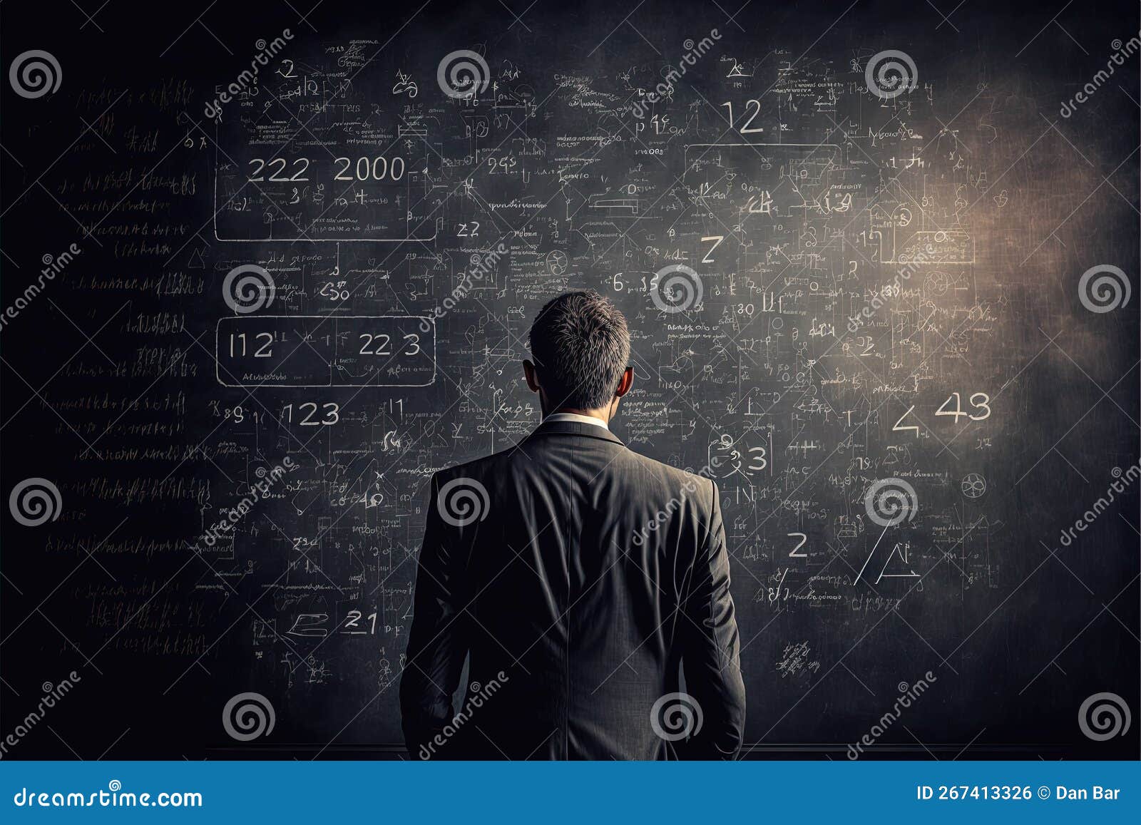 Scientist in Front of a Blackboard with Equations and Problem Solving ... Scientist in Front of a Blackboard with Equations and Problem Solving ...