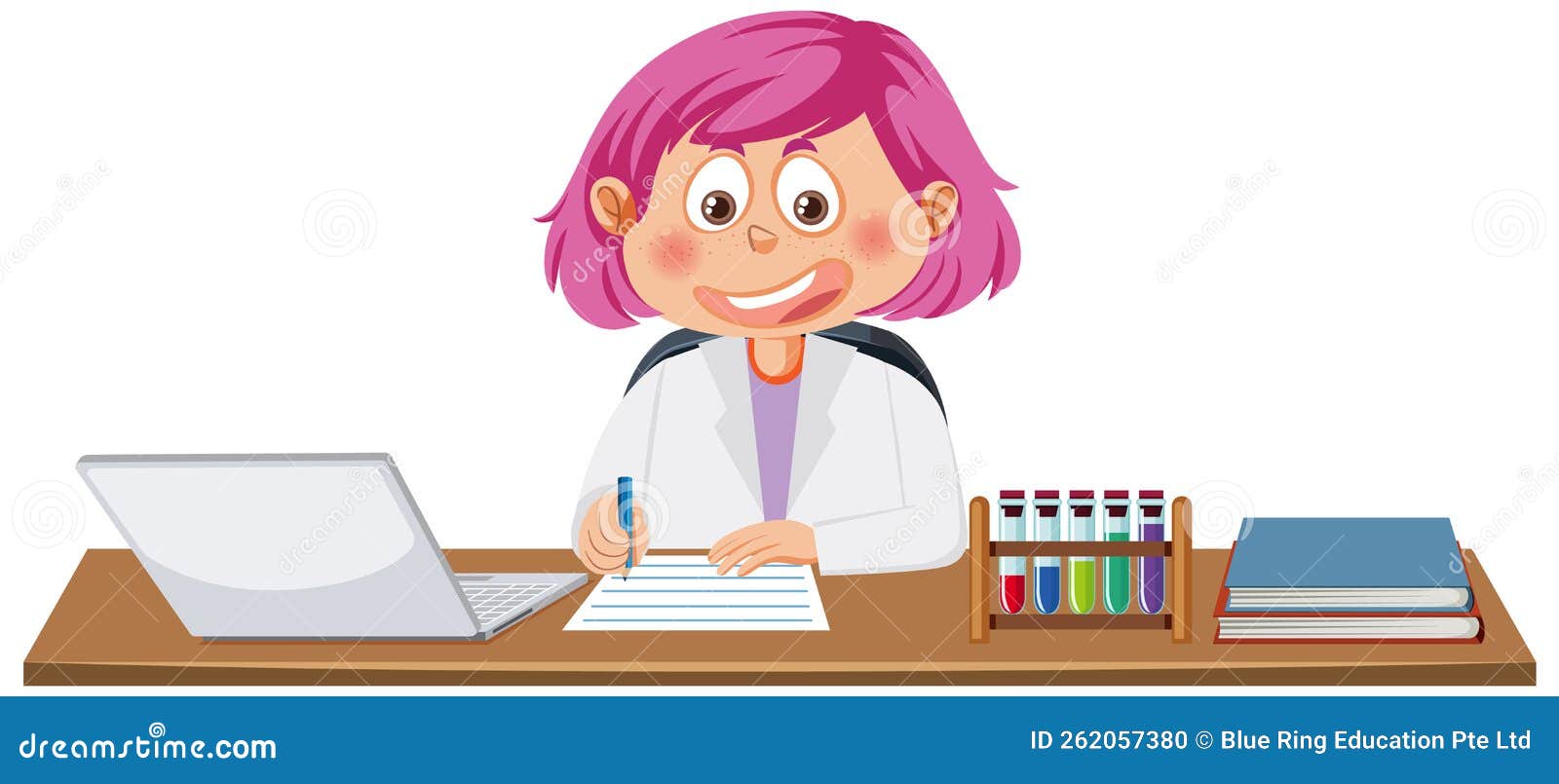 Scientist Girl Writing on Paper Stock Vector - Illustration of ...
