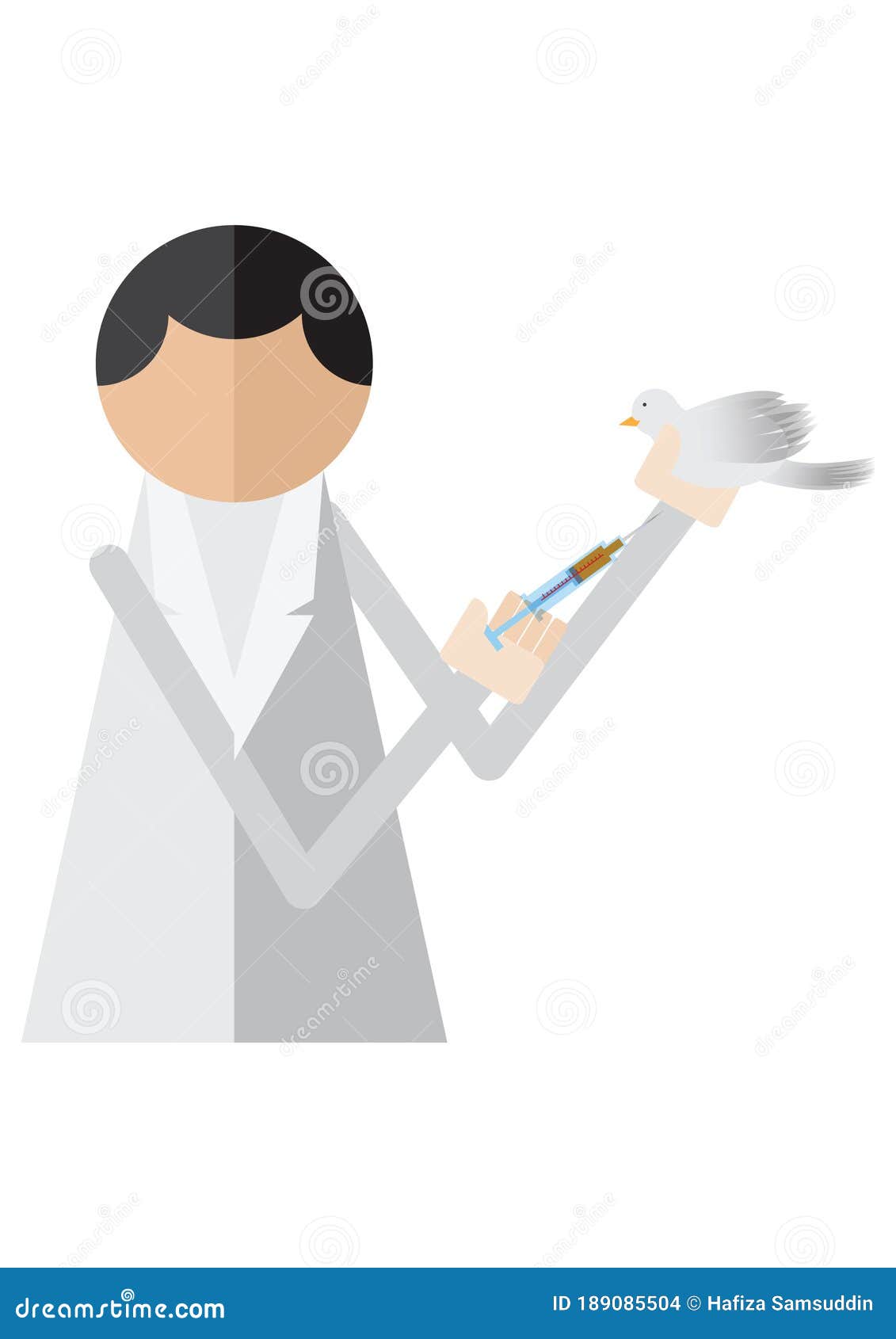 Scientist Giving an Injection To a Bird. Vector Illustration Decorative ...