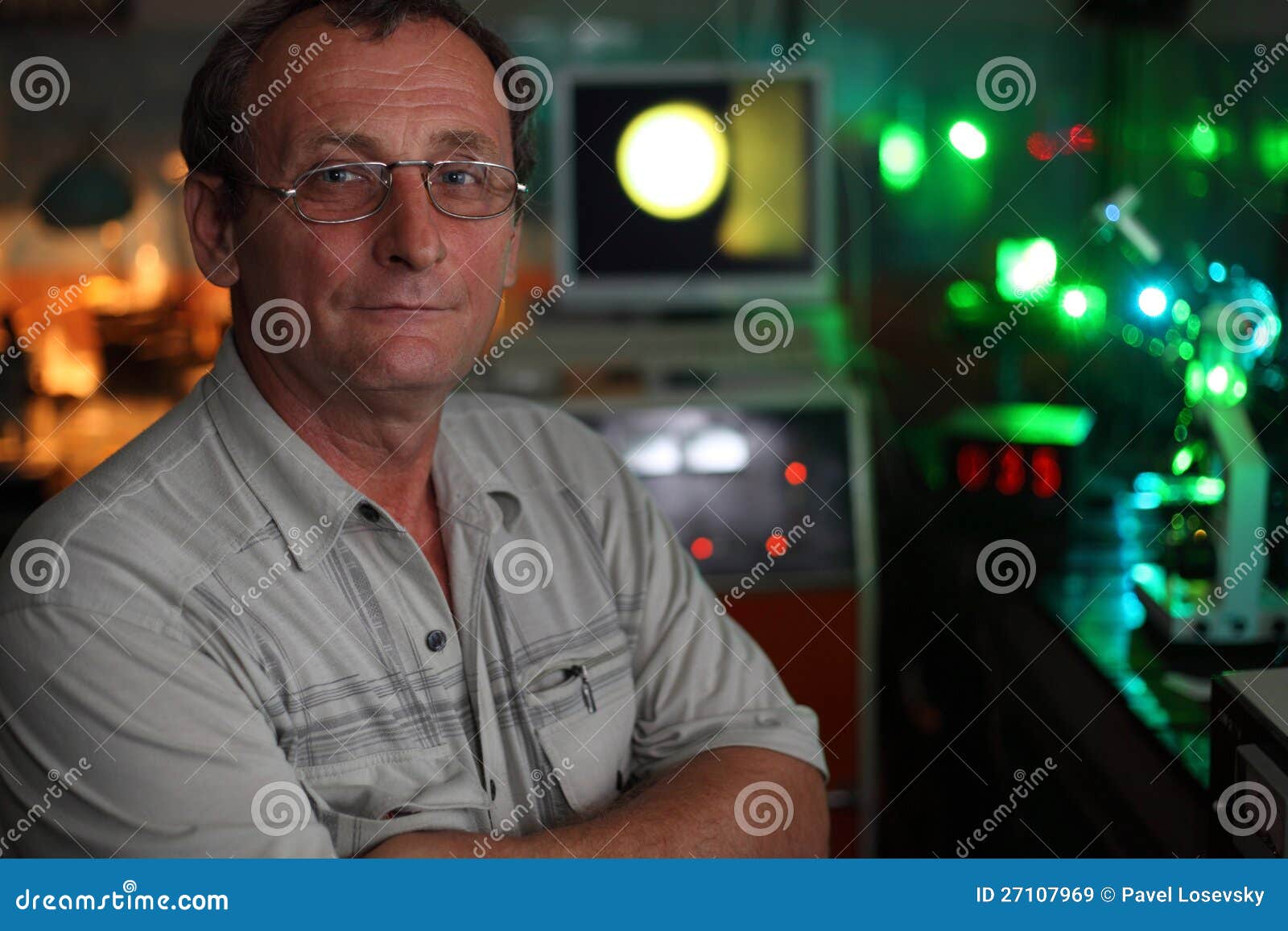 Scientist with Glass Pose in His Lab Stock Image - Image of keyboard ...