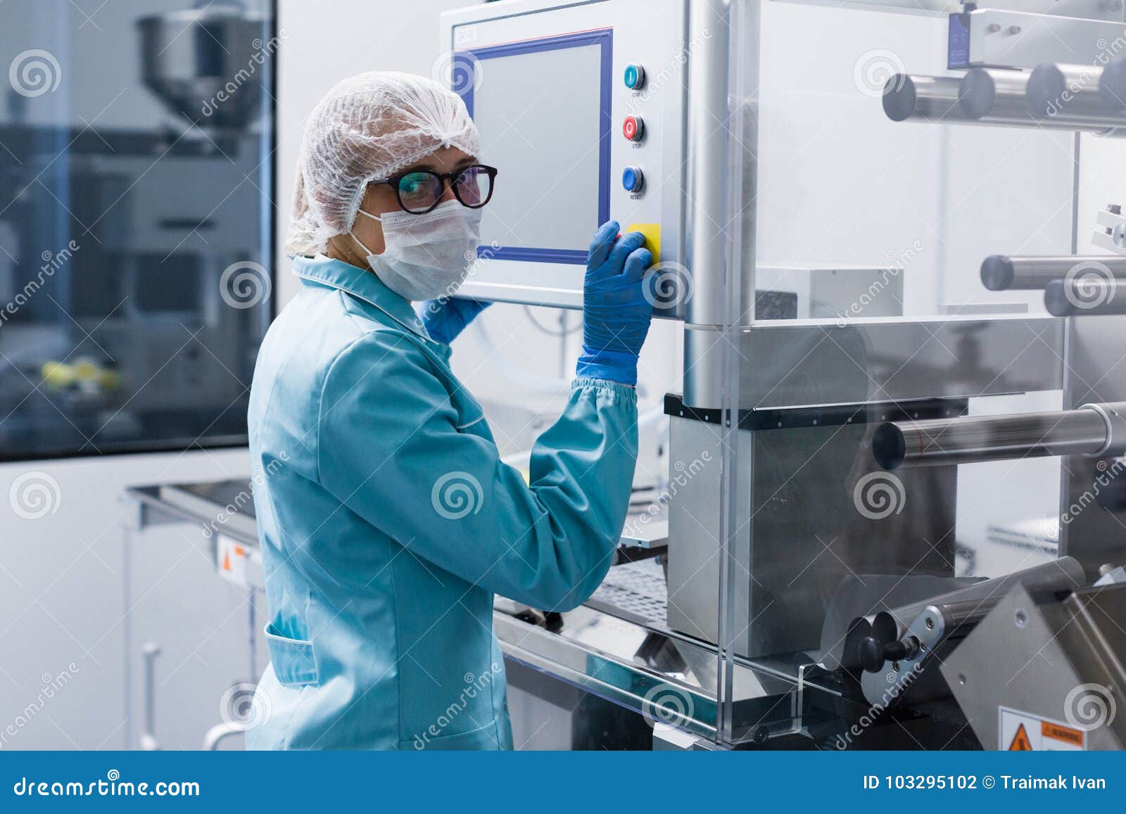 Factory Worker Configures Control Panel Stock Photo - Image of ...
