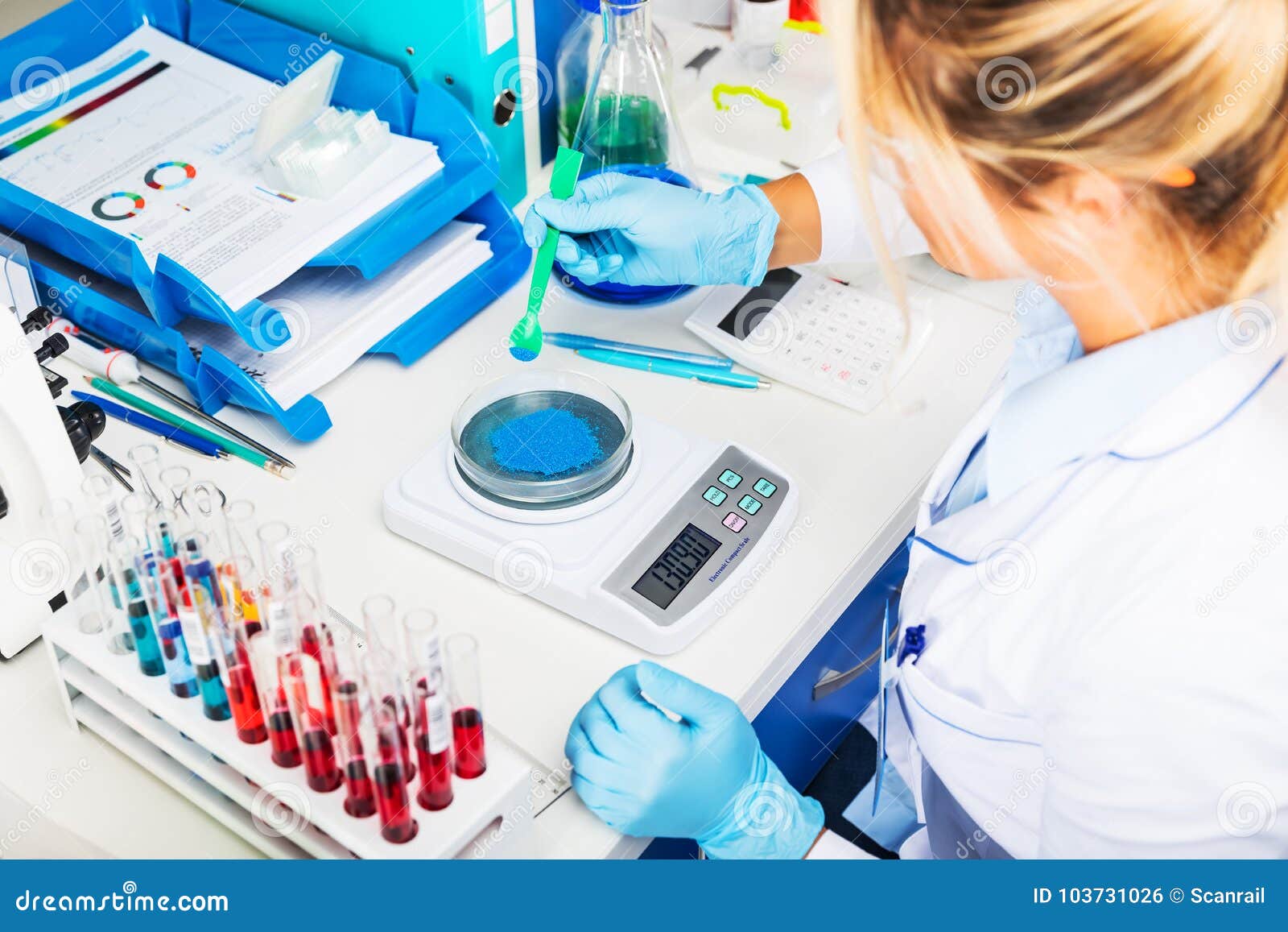 Scientist in Gloves Preparing Chemical Substances for the Tests Stock ...