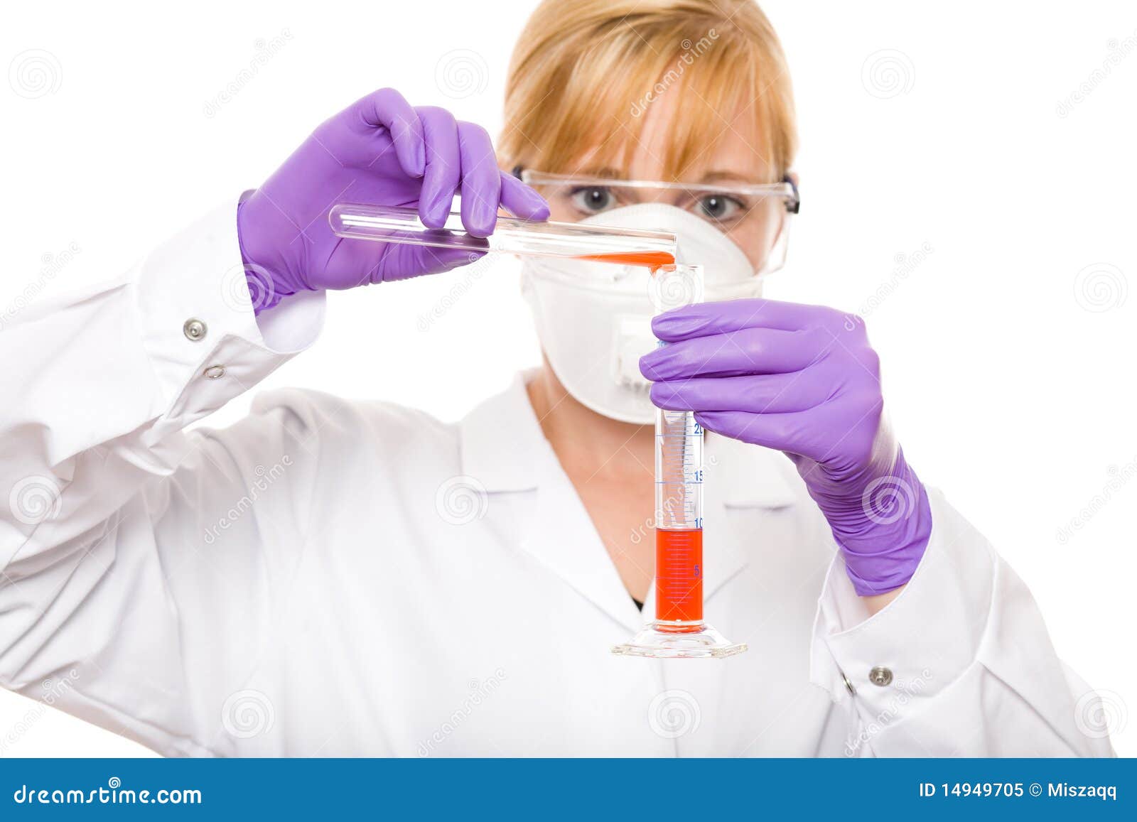 Scientist in Goggles and Mask Holds Test Tubes Stock Image - Image of ...