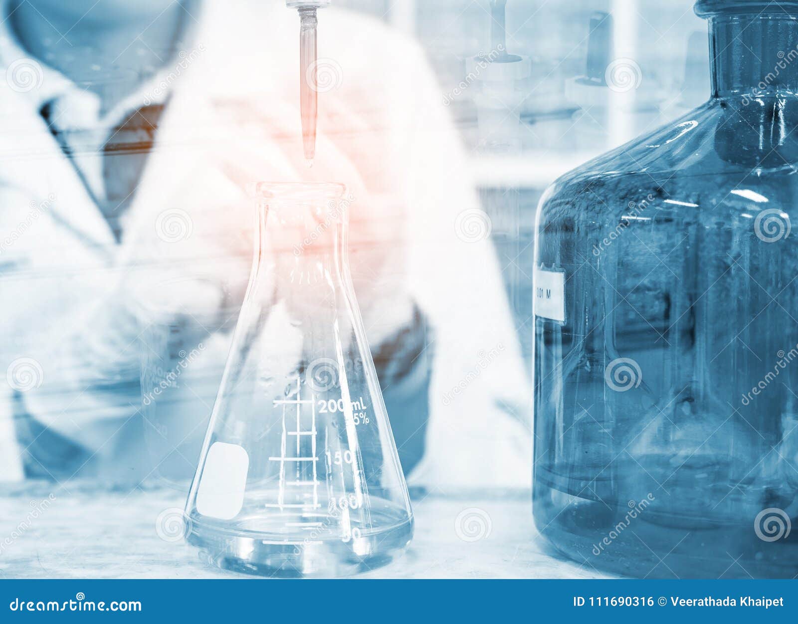 Scientist Hand Titration with Burette and Erlenmeyer Flask, Science ...