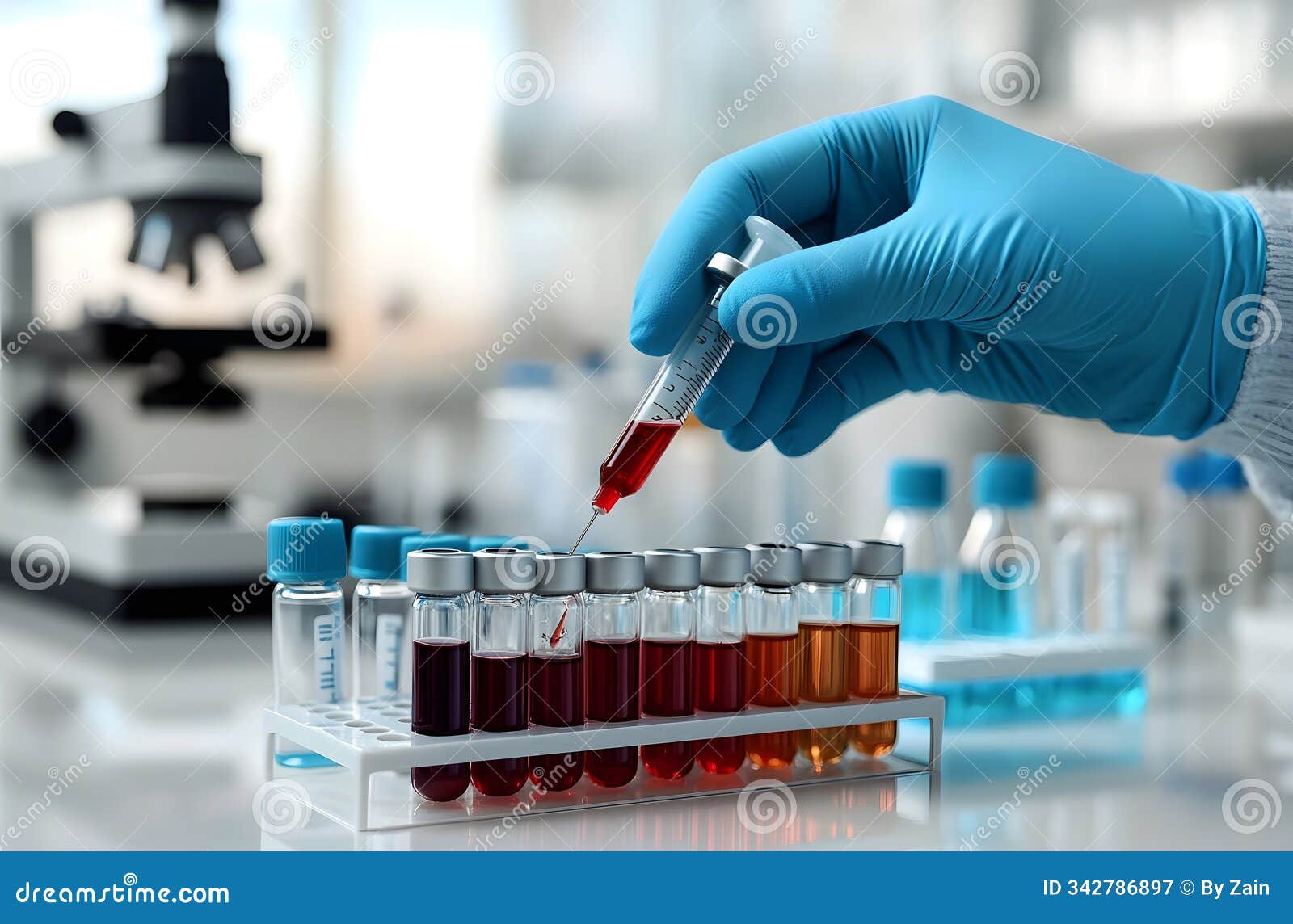 Scientist Handling Blood Samples in Laboratory for Medical Research ...