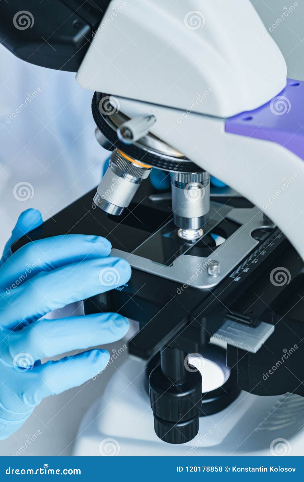 Microscope Close-up Shot in the Laboratory Stock Photo - Image of ...