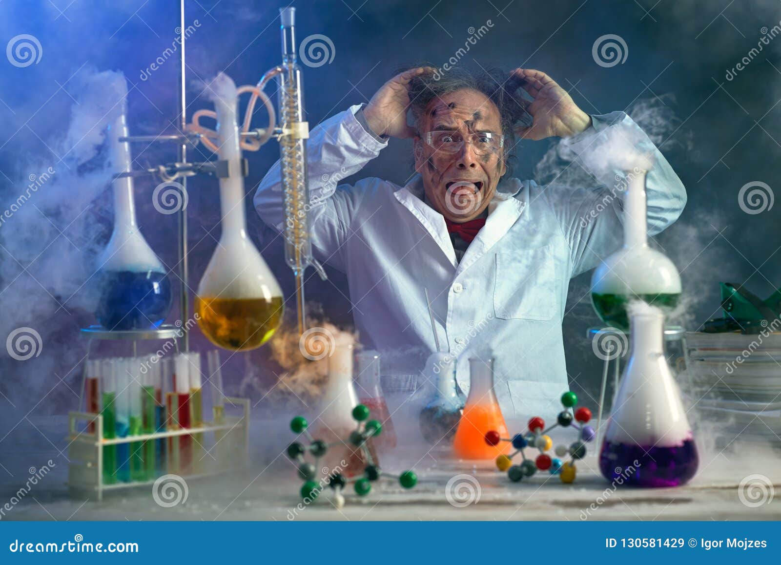 Scientist Has Hysterical because of a Failed Experiment Stock Image ...