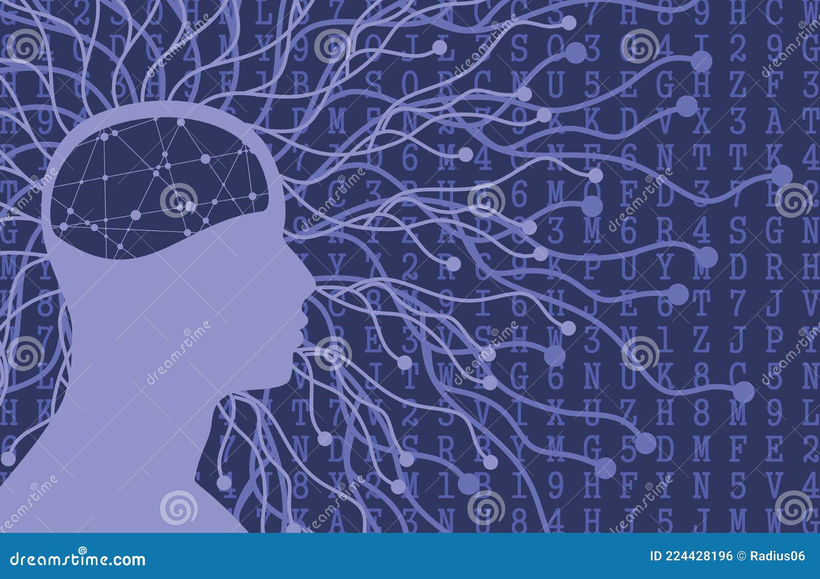 Data Science and Communication Concept with Scientist Head Stock Vector ...
