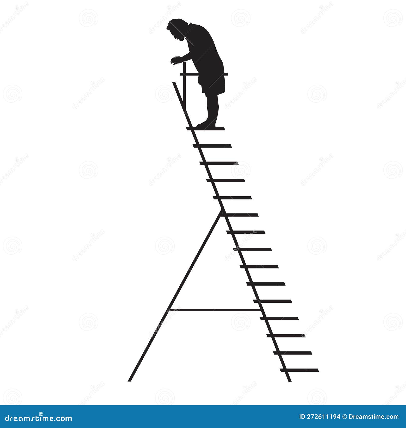 Scientist on a high ladder stock vector. Illustration of success ...