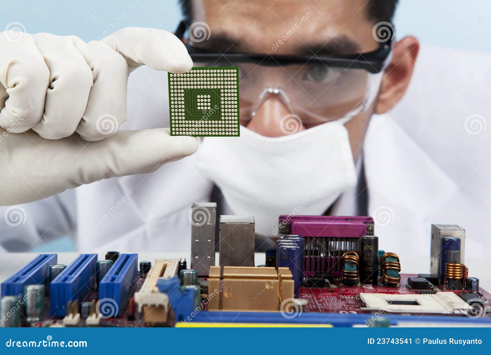 Scientist Holding a Computer Microchip Stock Image - Image of ...