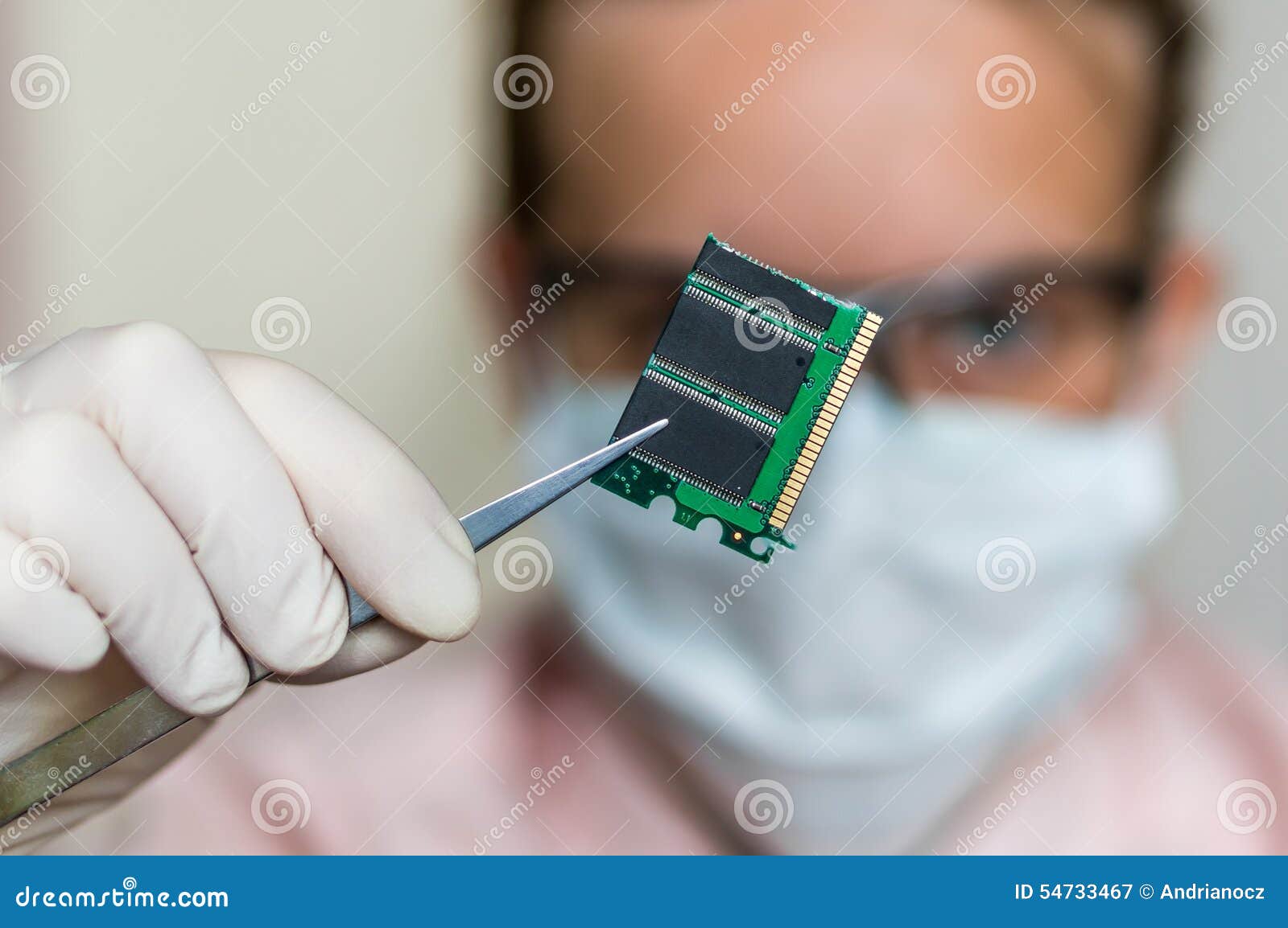 Scientist Holding and Examining Damaged Electrical Component Stock ...