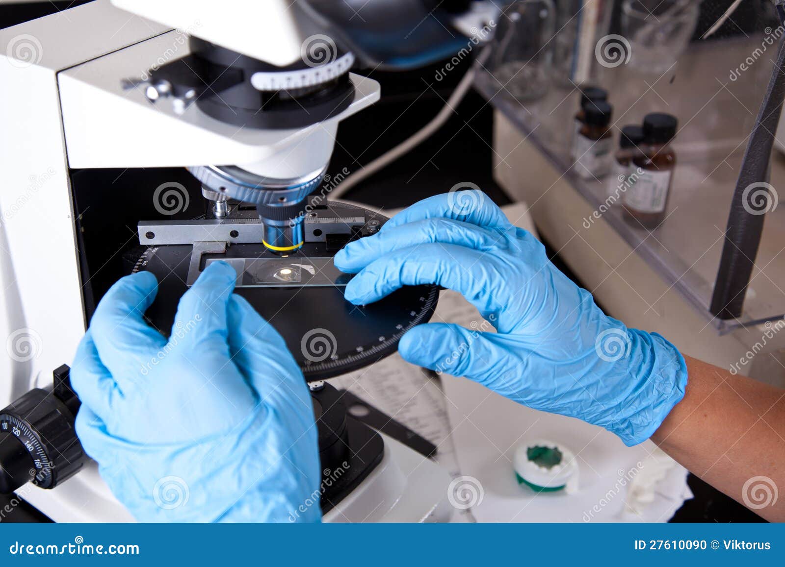 Scientist Holding Frosted Glass Microscope Slides Stock Photo - Image ...
