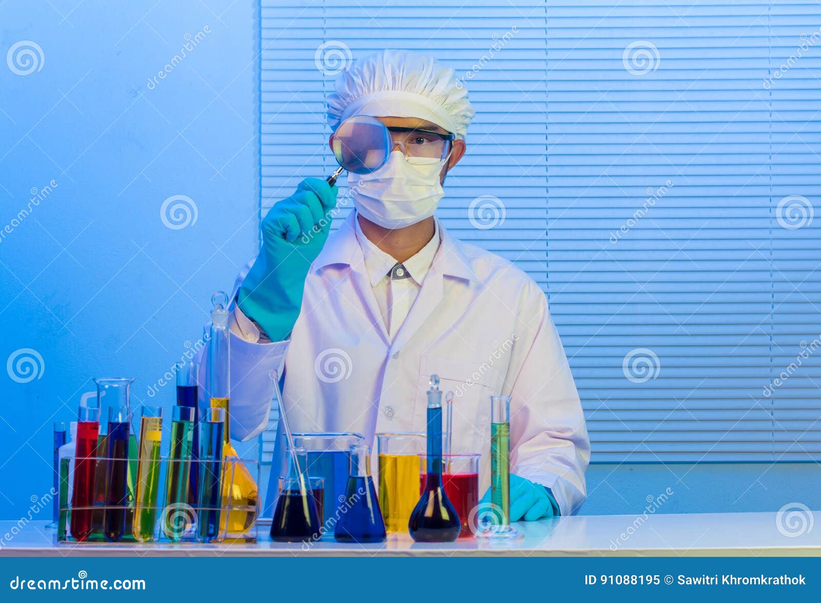 Scientist Holding Magnifying Glass Stock Image - Image of equipment ...