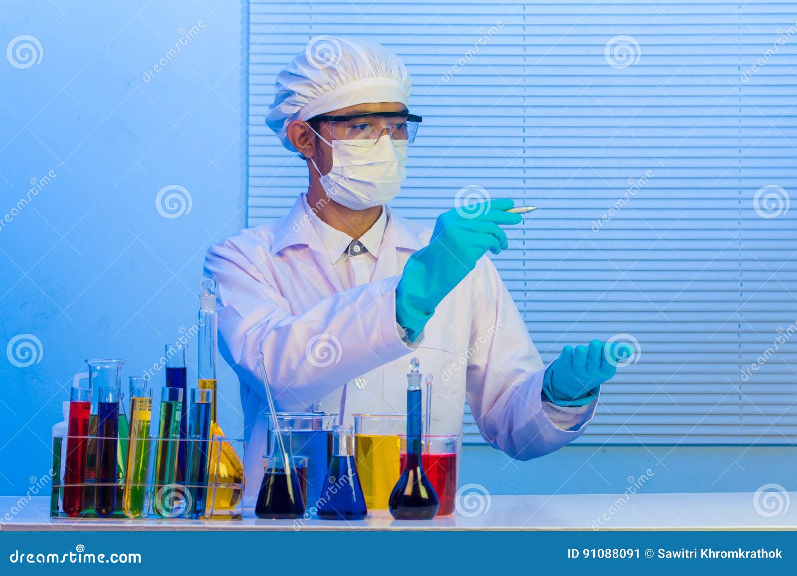 Scientist Holding Pen Drawing for Design Work Stock Image - Image of ...