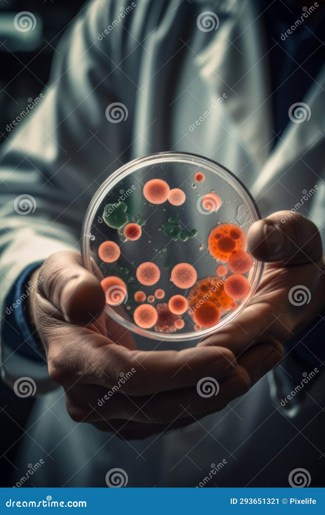 A Scientist Holding a Petri Dish with Virus and Bacteria Cells AI ...