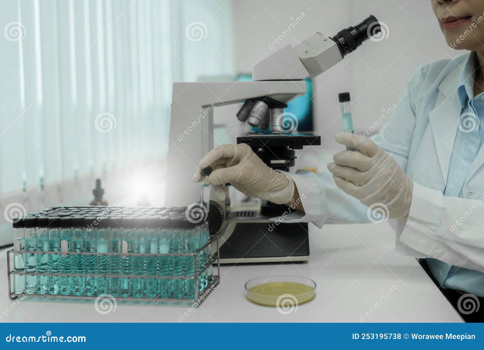 Scientist Holding a Test Tube Containing Cannabis Extract Stock Photo ...