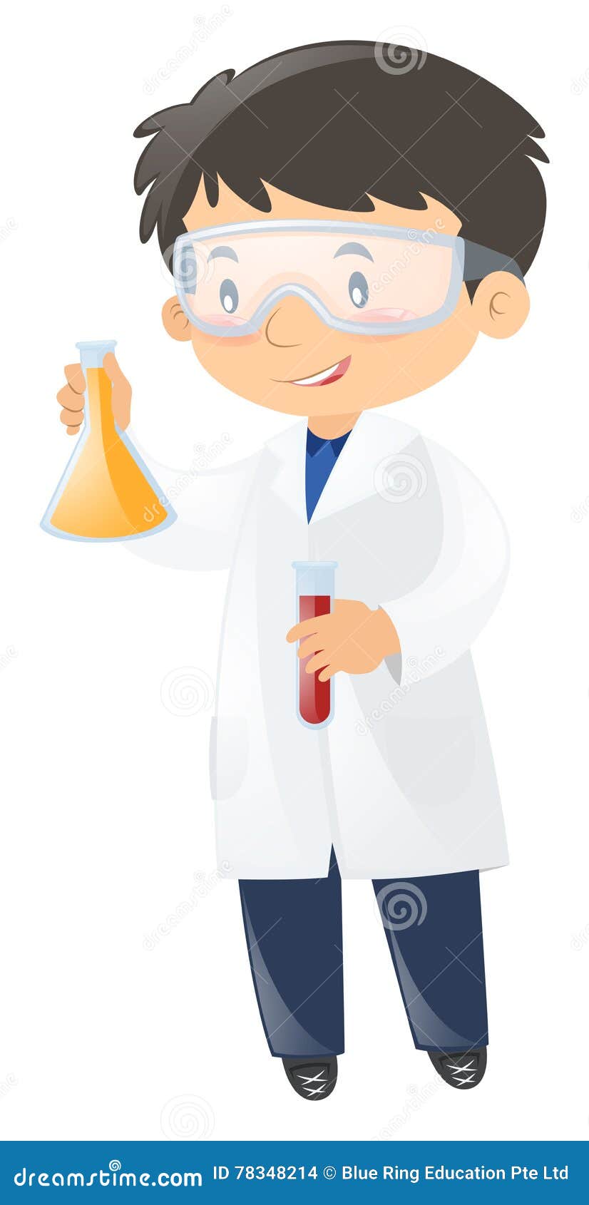 Scientist Holding Two Beakers Stock Vector - Illustration of object ...