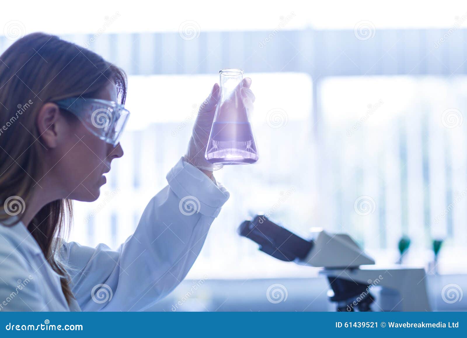 Scientist Holding Up Beaker of Chemical Stock Image - Image of ...