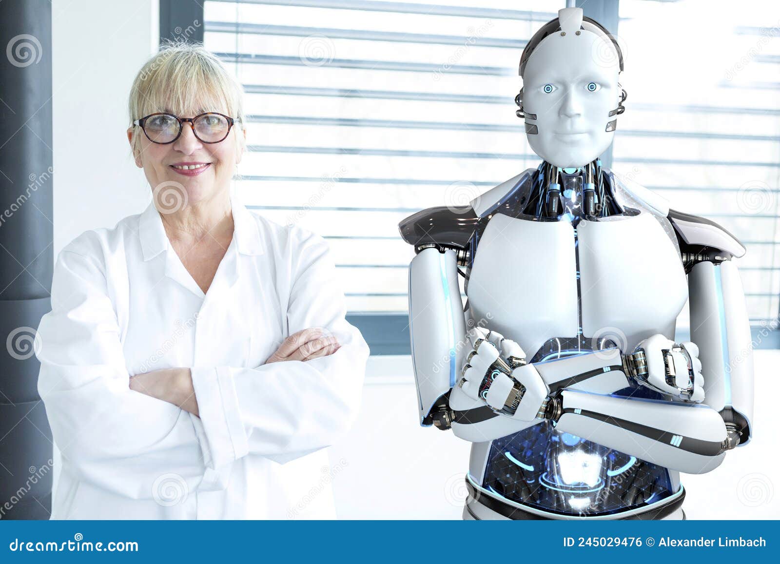 AI Humanoid Robot Holding And Reading An Open Book, Symbolizing The ...