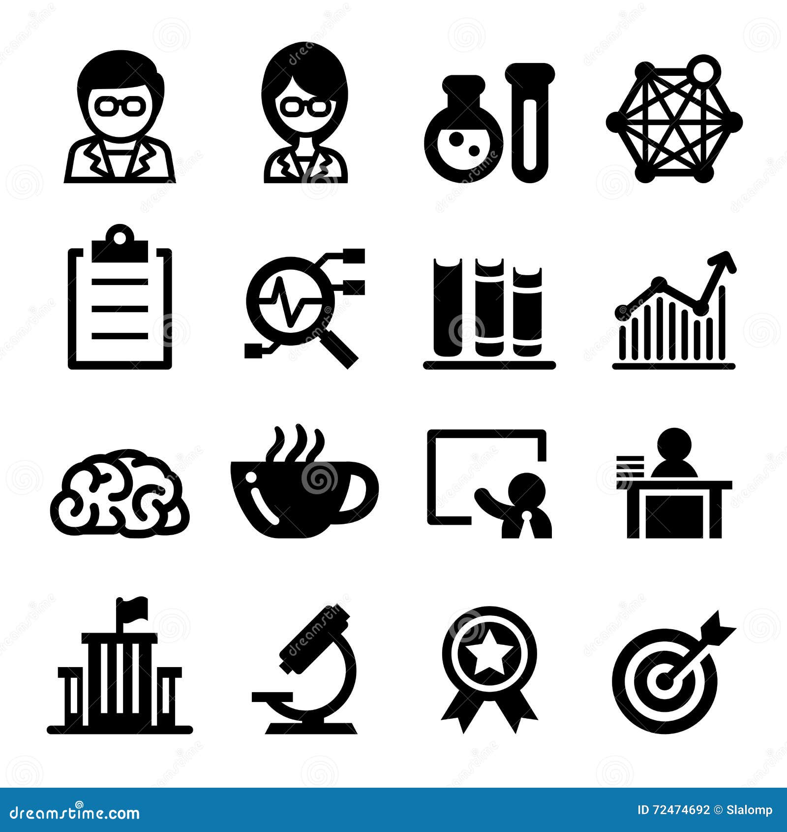 Scientist icon set stock illustration. Illustration of goal - 72474692