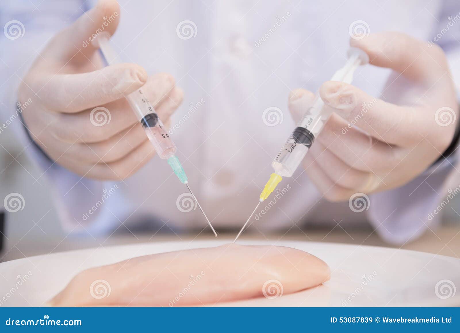 Scientist Injecting Piece of Meat Stock Image - Image of injected ...