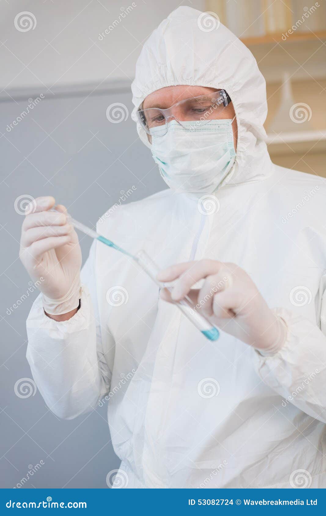 Scientist injecting tube stock photo. Image of suit, experiment - 53082724