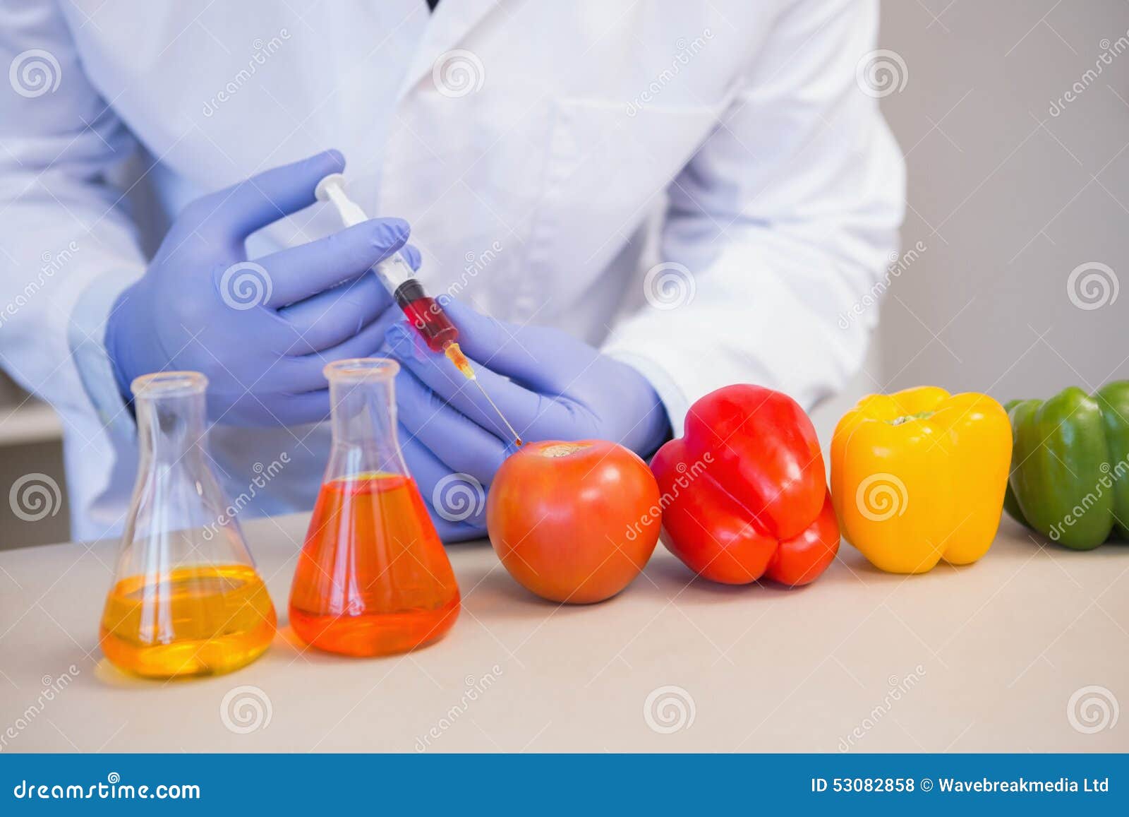 Scientist Injecting Vegetables Stock Photo - Image of genetic ...
