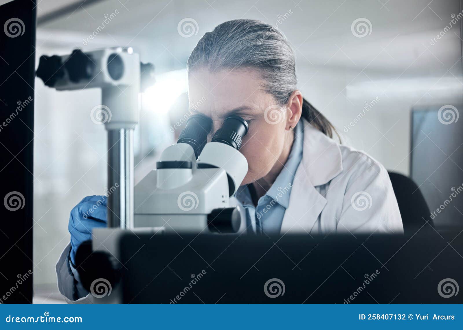 Scientist Innovation with Microscope for Science Research Development ...
