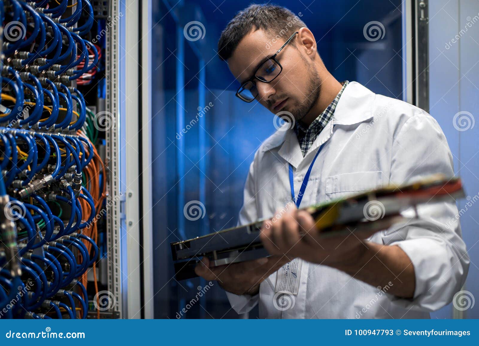 Scientist Inspecting Supercomputer Servers Stock Image - Image of ...