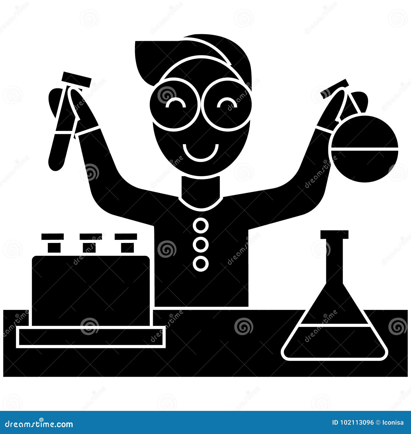 Scientist Kid, Lab Tests Icon, Vector Illustration, Sign on Isolated ... Scientist Kid, Lab Tests Icon, Vector Illustration, Sign on Isolated ...