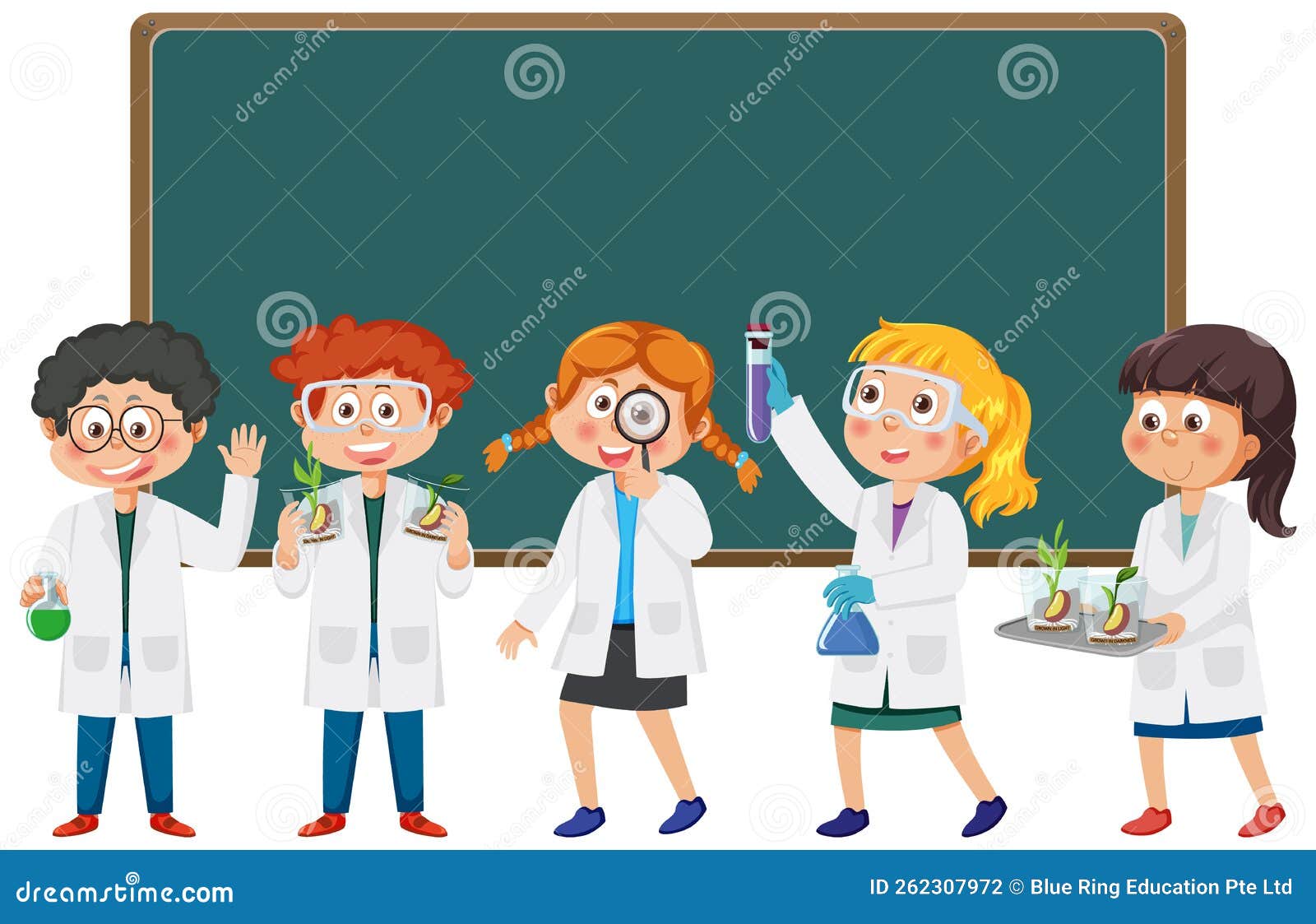 Scientist Kids with Chalkboard Background Stock Vector - Illustration ...