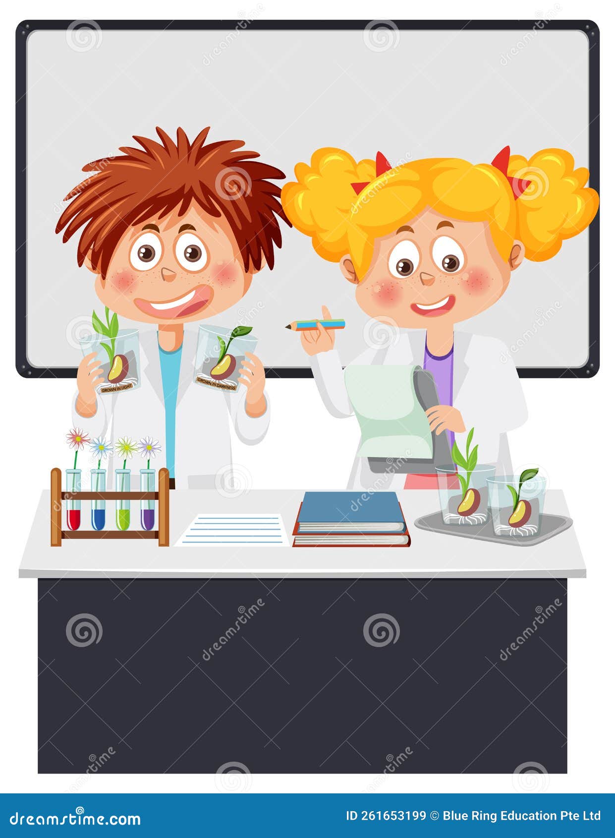 Scientist Kids Doing Science Experiment Stock Vector - Illustration of ...