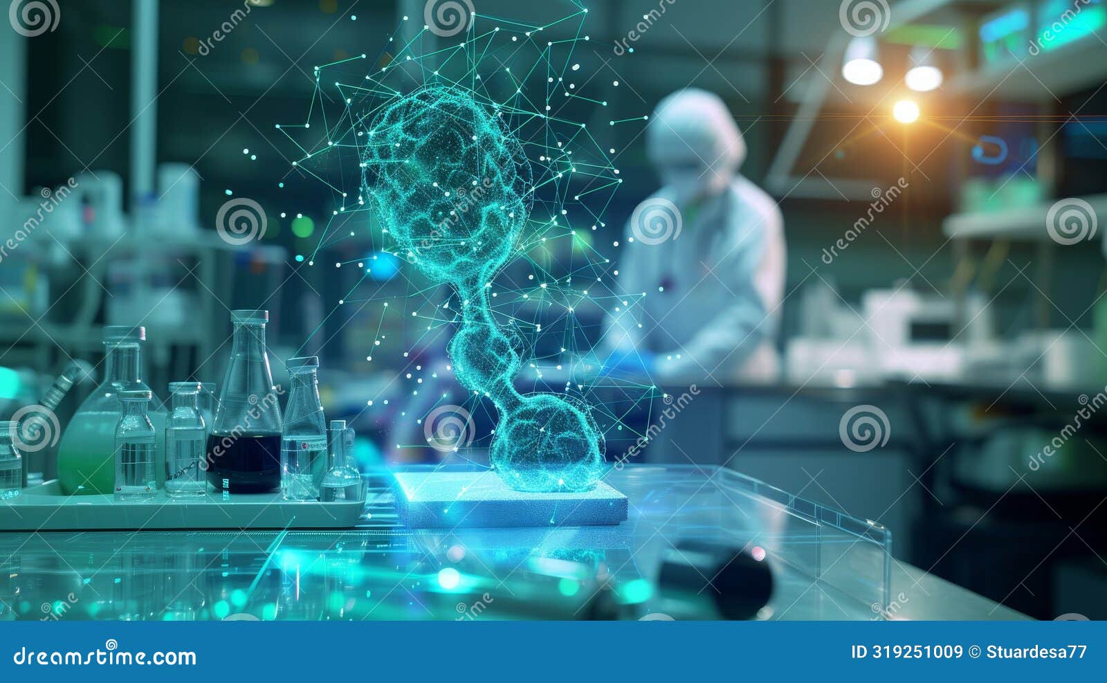 Scientist Studying Holographic DNA Structure in Lab Stock Image - Image ...