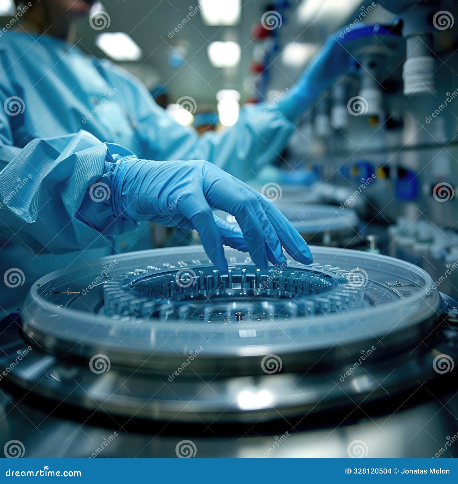 Scientist in Lab Coat Operating Centrifuge Machine in Cutting-Edge ... Scientist in Lab Coat Operating Centrifuge Machine in Cutting-Edge ...