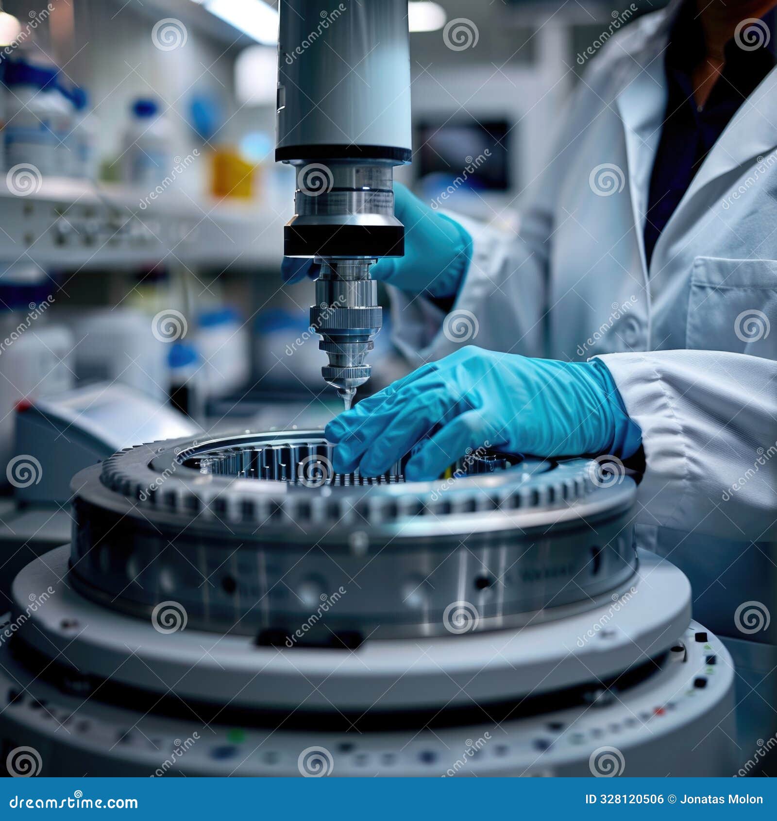 Scientist in Lab Coat Operating Centrifuge Machine in Cutting-Edge ... Scientist in Lab Coat Operating Centrifuge Machine in Cutting-Edge ...