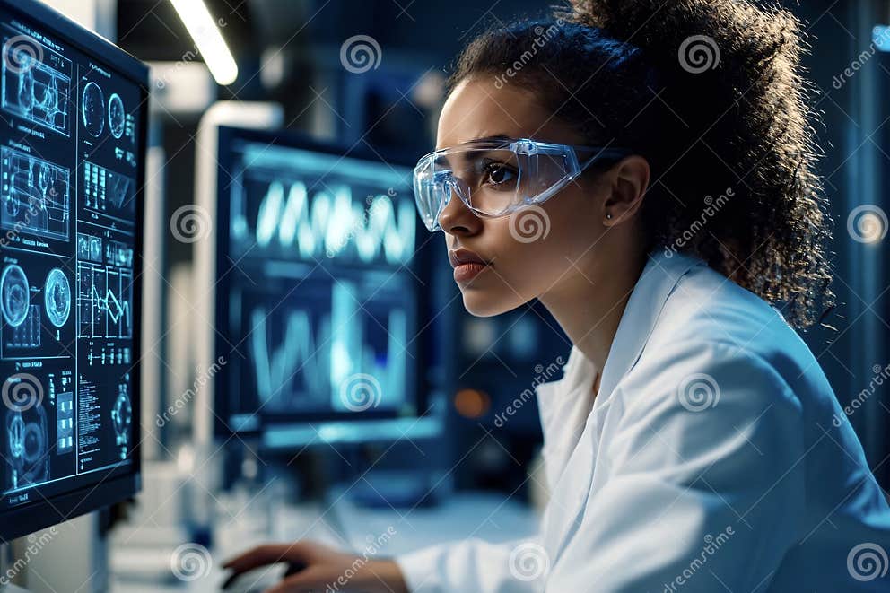 Medical Scientist Working on Research Project Using Computers in ...