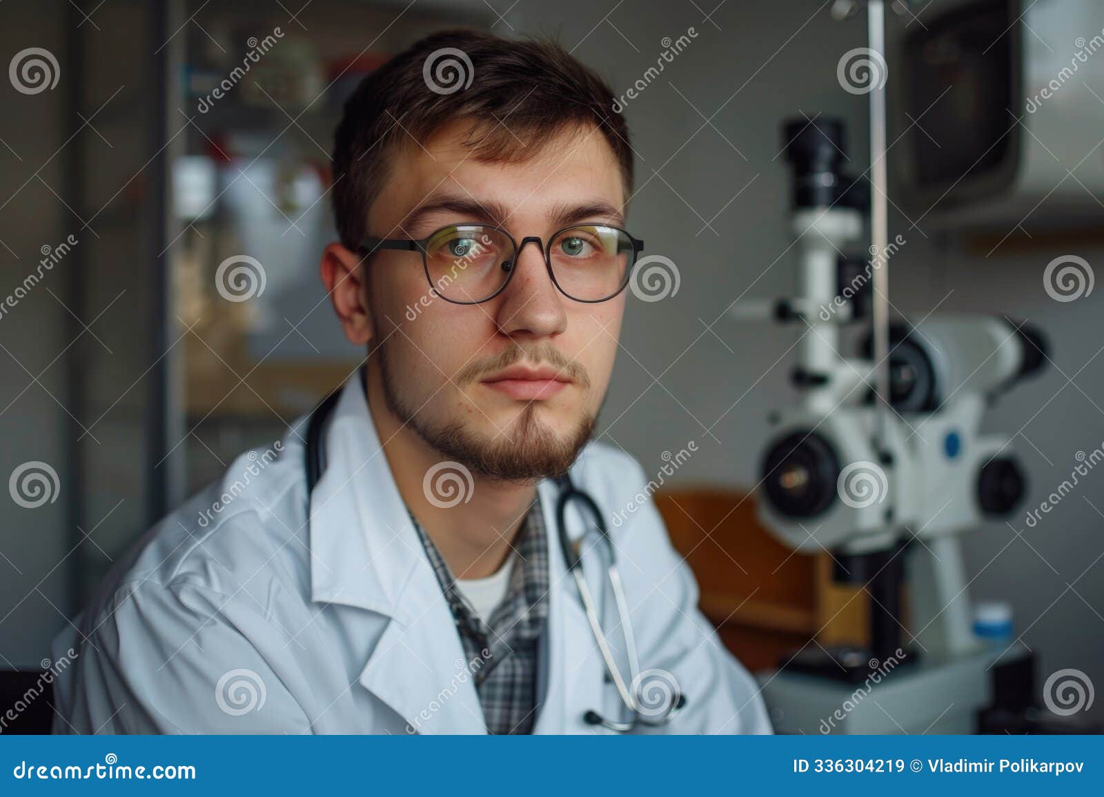 A Microscope Focusing On An Insect On A Flower Stock Image ...