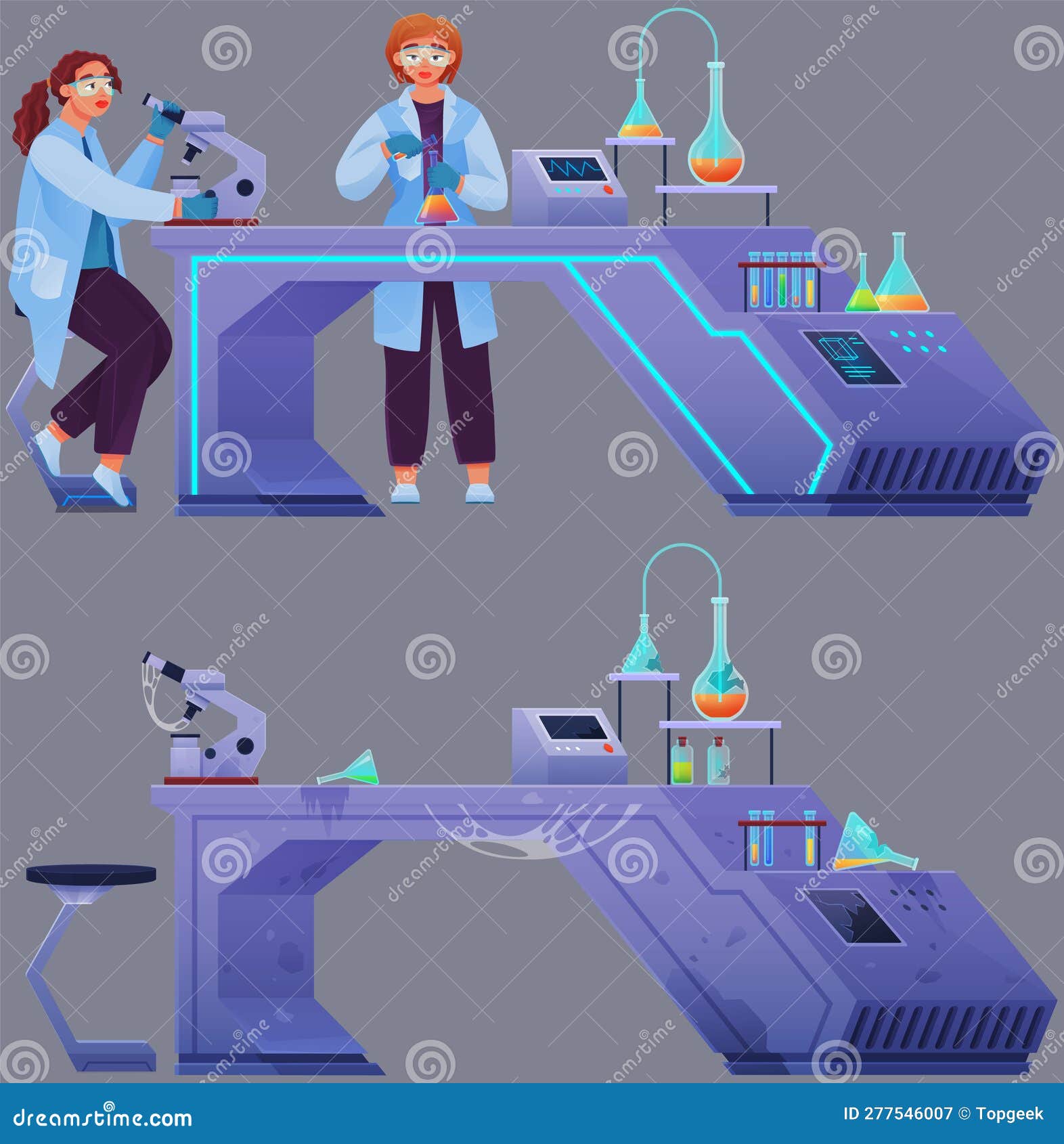Scientist in Lab Conduct Experiment. Study of Technology with Equipment ...