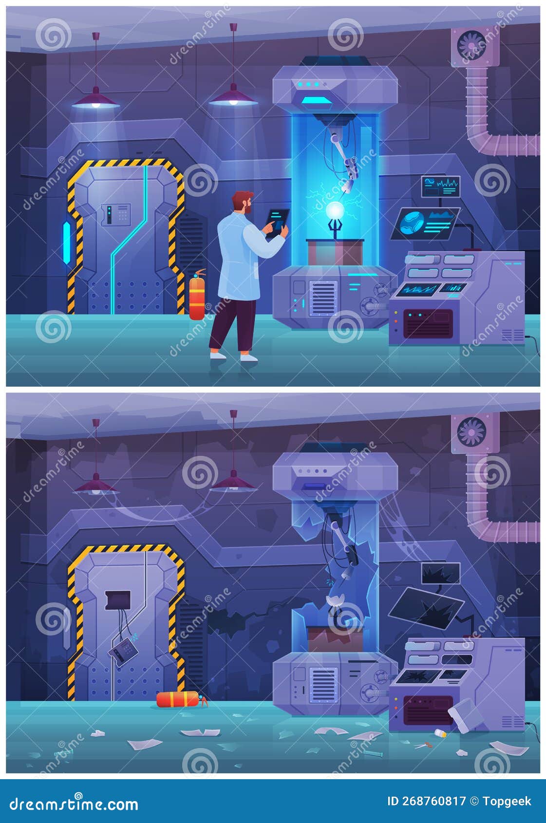 Scientist in Lab Conduct Experiment. Study of Technology with Equipment ...