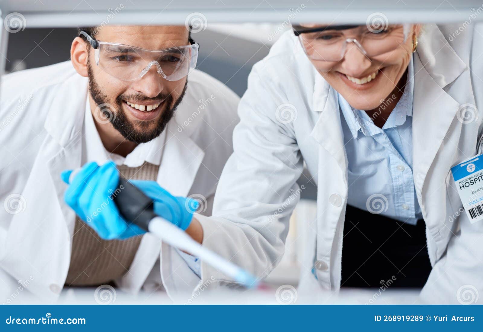 Scientist, Lab and Happy Workers in a Lab with Dna Sample Work and Data ...