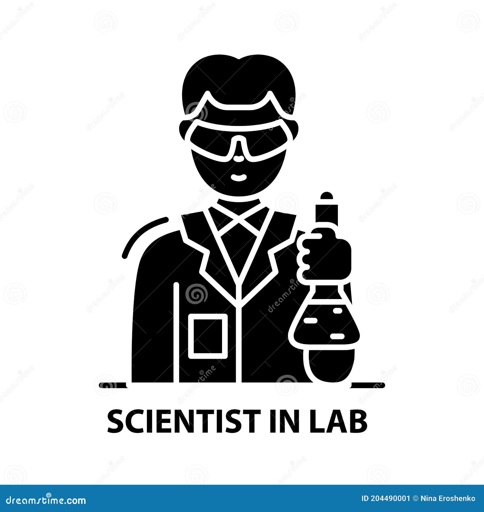 Scientist in Lab Icon, Black Vector Sign with Editable Strokes, Concept ...