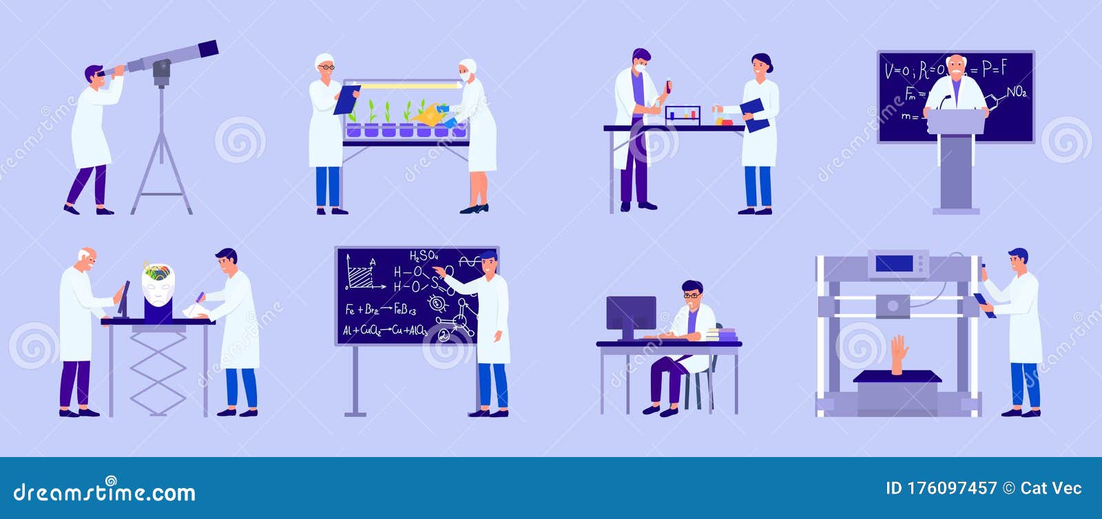 Scientist in Lab Research Vector Illustration, Cartoon People Making ...