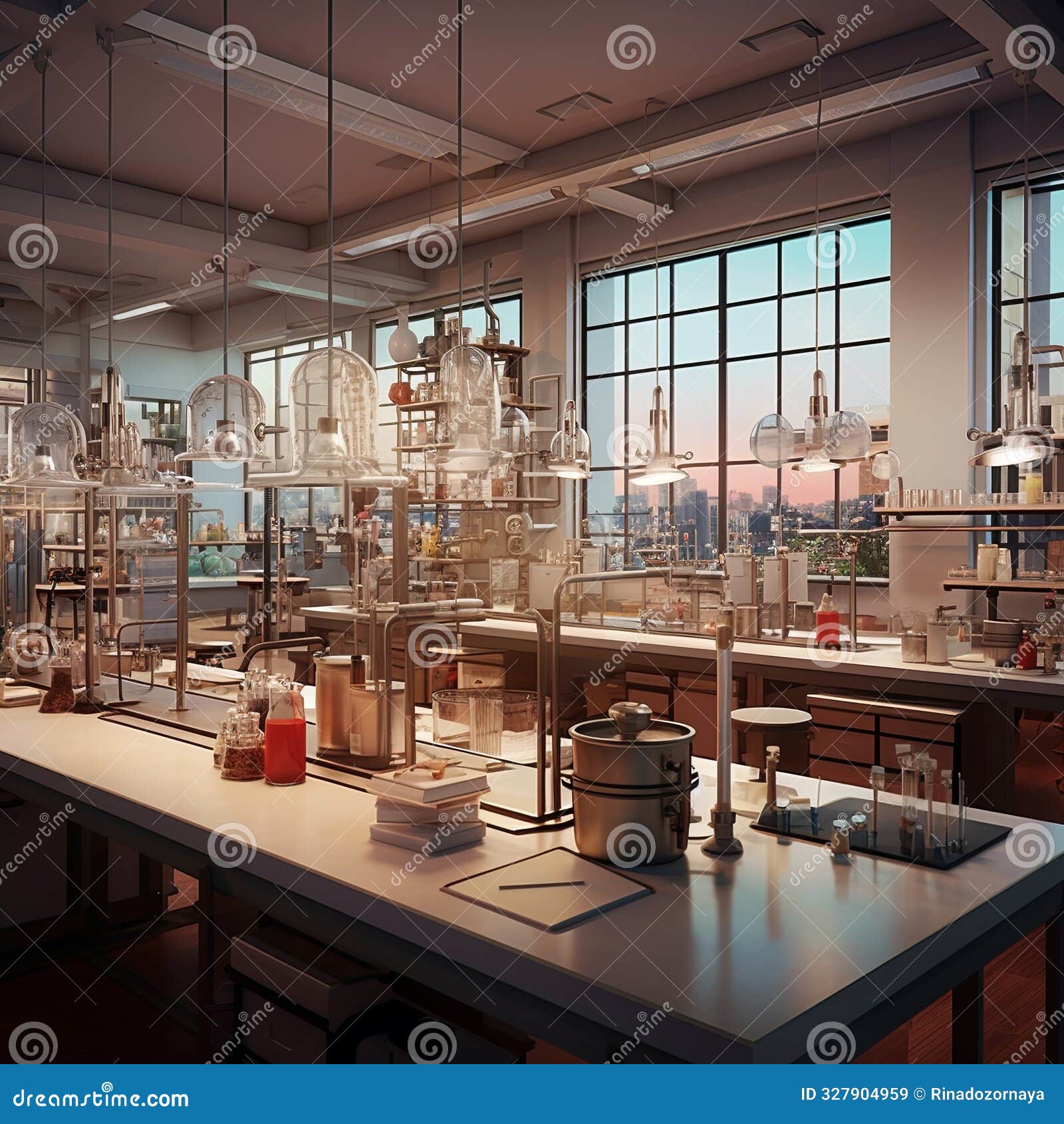 Scientist Lab Workplace Interior Design with Equipment and Tools for ...