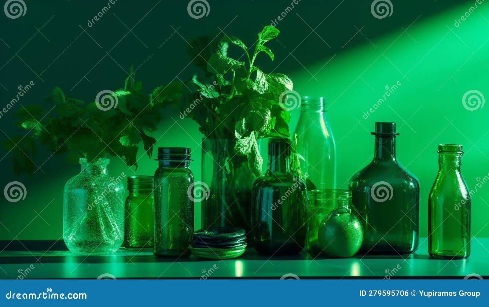 Scientist Laboratory Collection Glass Beakers, Flasks, and Vials of ...