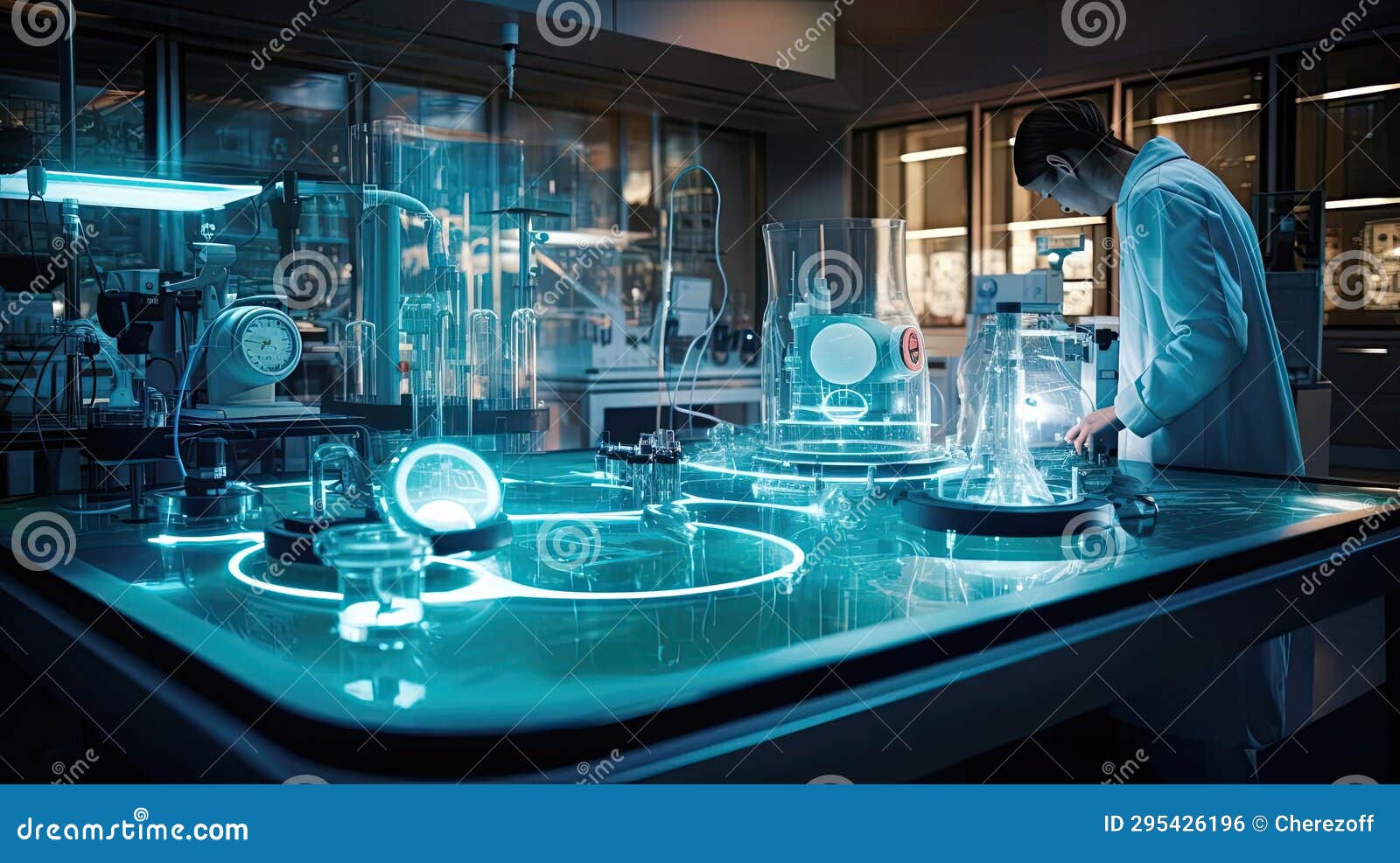 A Scientist in a Laboratory Conducts Experiments Stock Photo - Image of ...