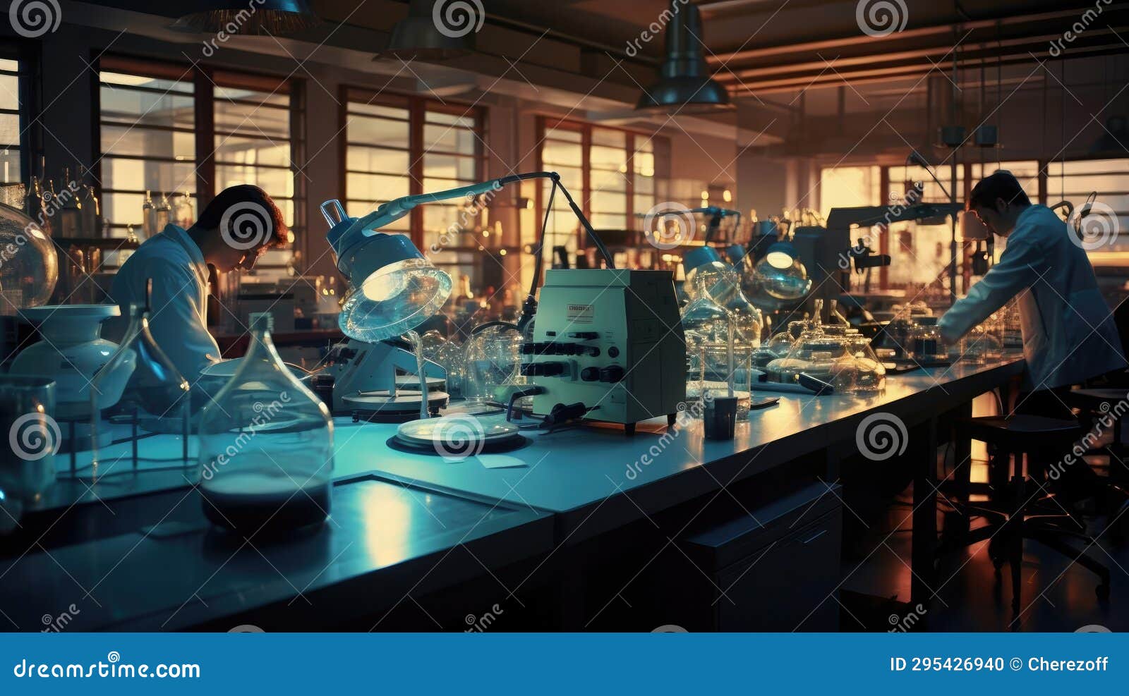 A Scientist in a Laboratory Conducts Experiments Stock Photo - Image of ...