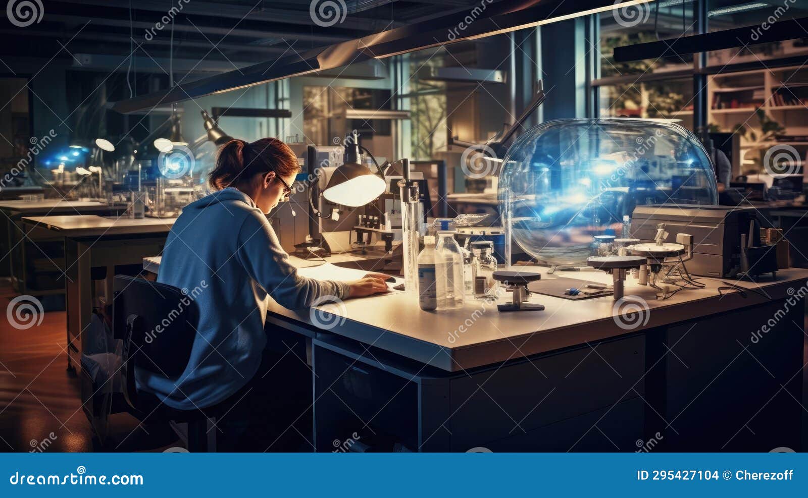 A Scientist in a Laboratory Conducts Experiments Stock Photo - Image of ...