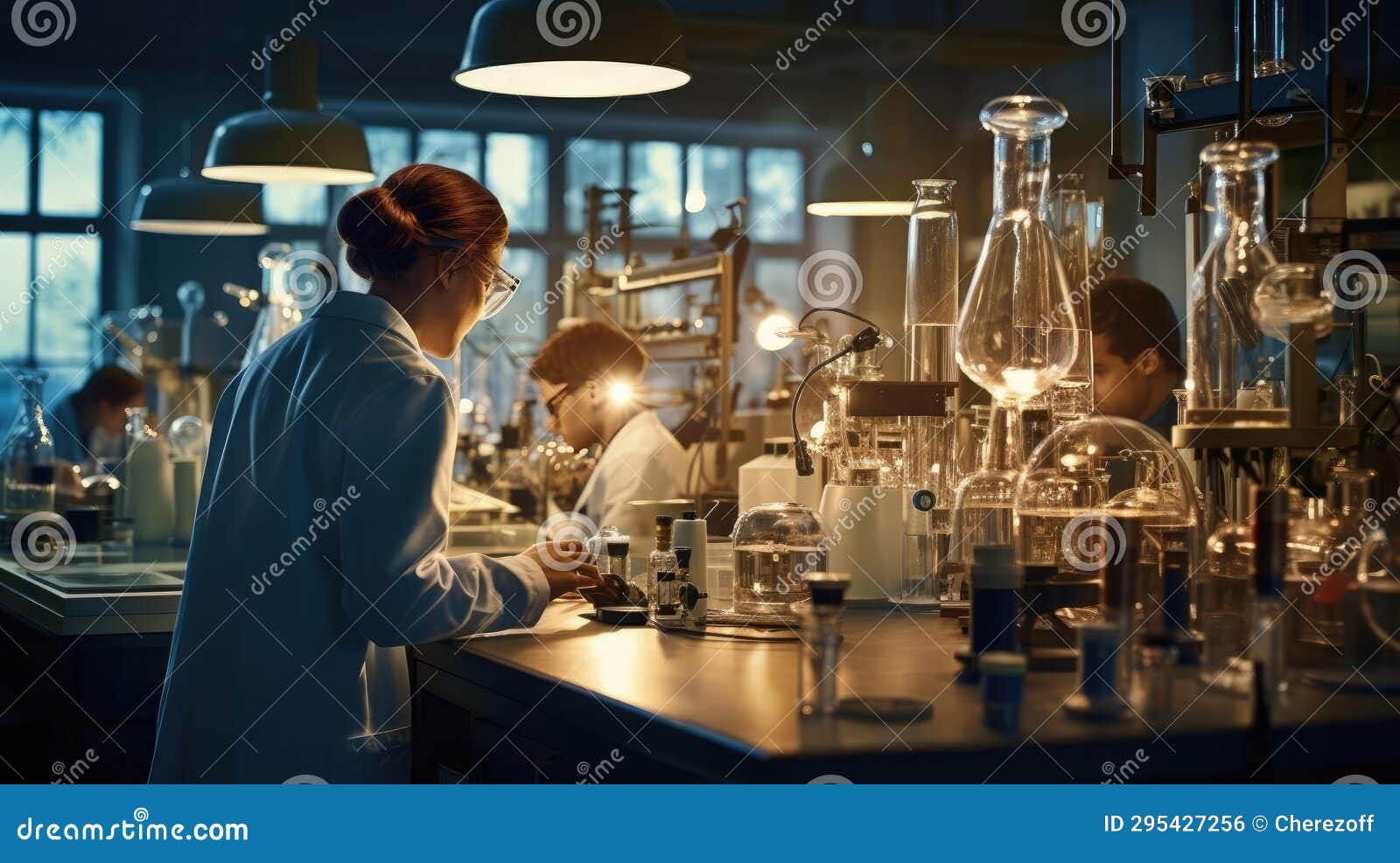 A Scientist in a Laboratory Conducts Experiments Stock Photo - Image of ...