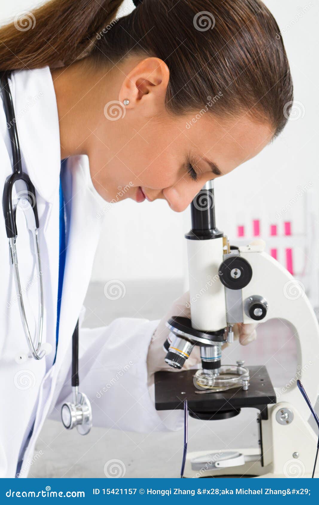 Scientist Look through Microscope Stock Image - Image of concentrate ...